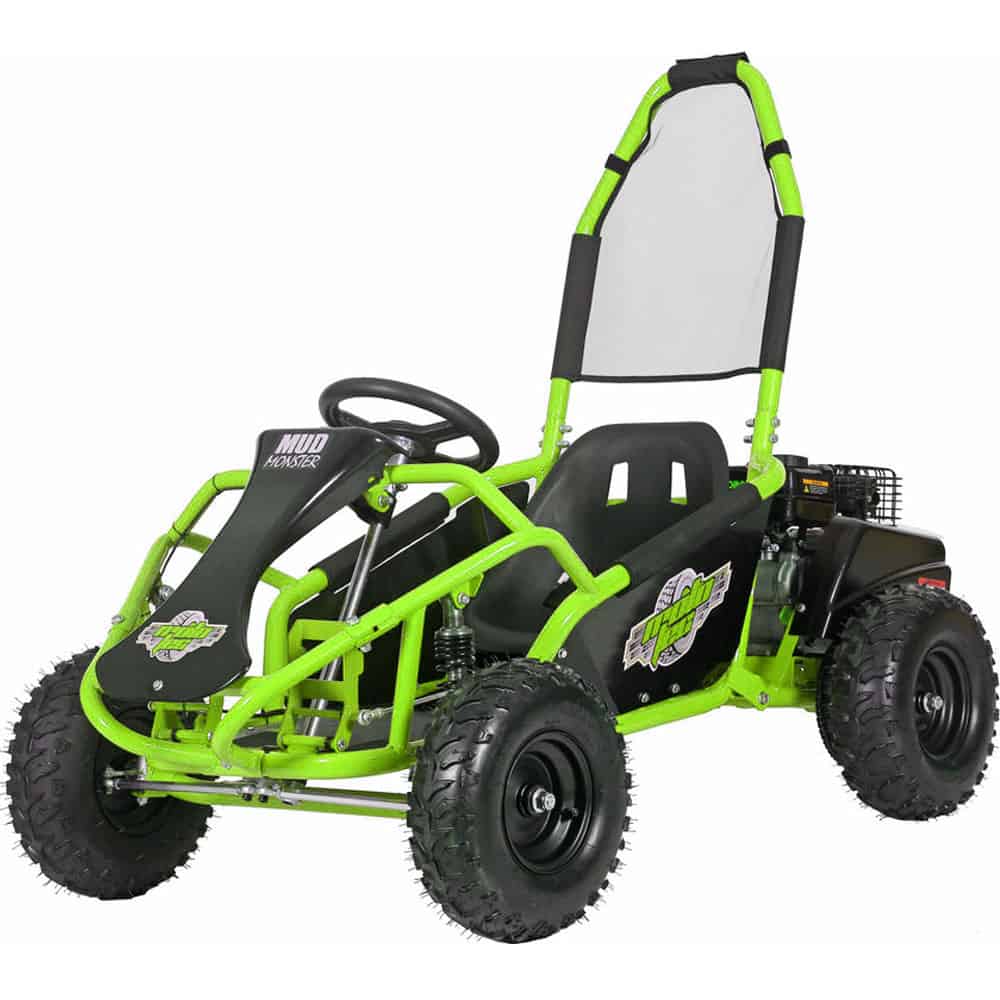 MotoTec Mud Monster Kids Gas Powered 98cc Go Kart Full Suspension Green ...