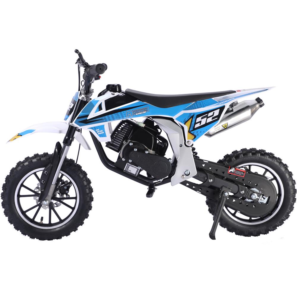 MotoTec Warrior 52cc 2-Stroke Kids Gas Dirt Bike Blue - Toy Store Discount