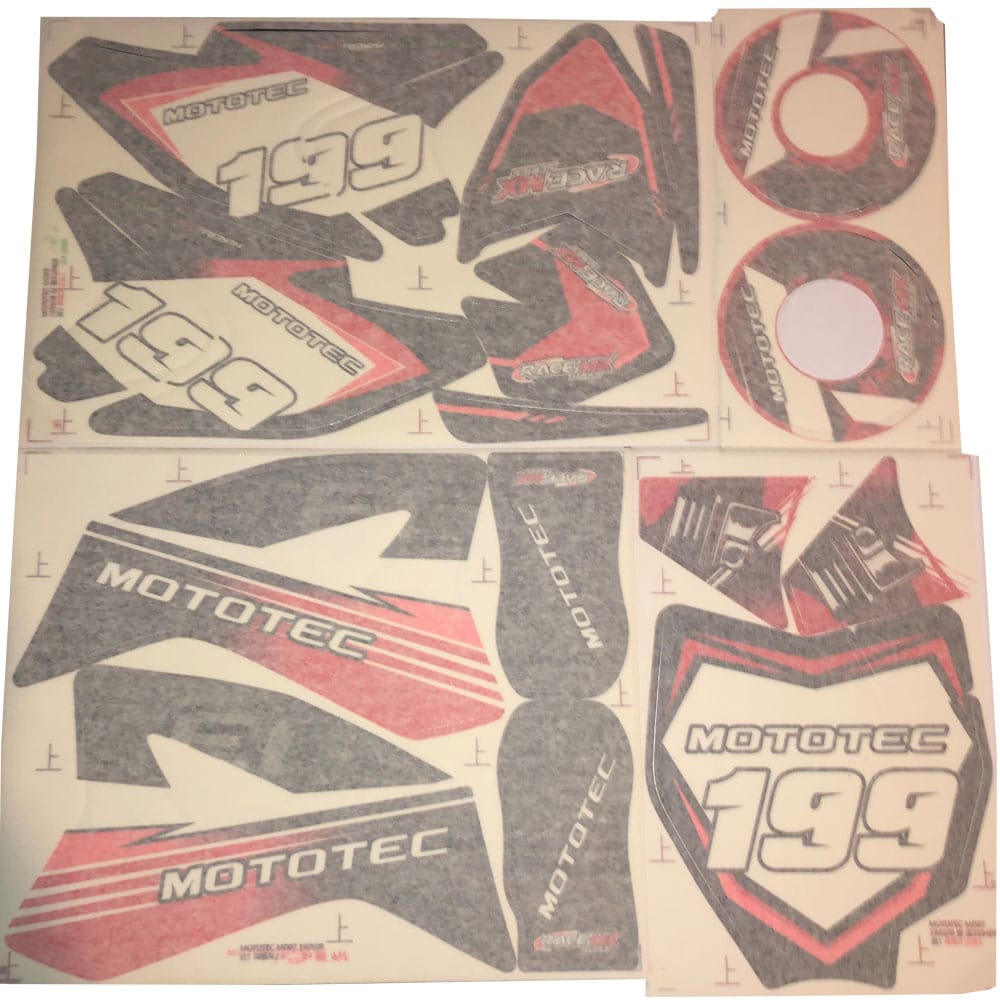 MotoTec 48v Pro Dirt Bike Sticker Kit - Red - Toy Store Discount