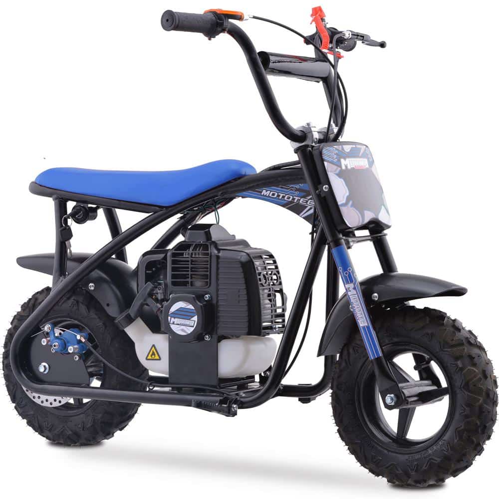MotoTec Bandit 52cc 2-Stroke Kids Gas Mini Bike Blue - Toy Store Discount